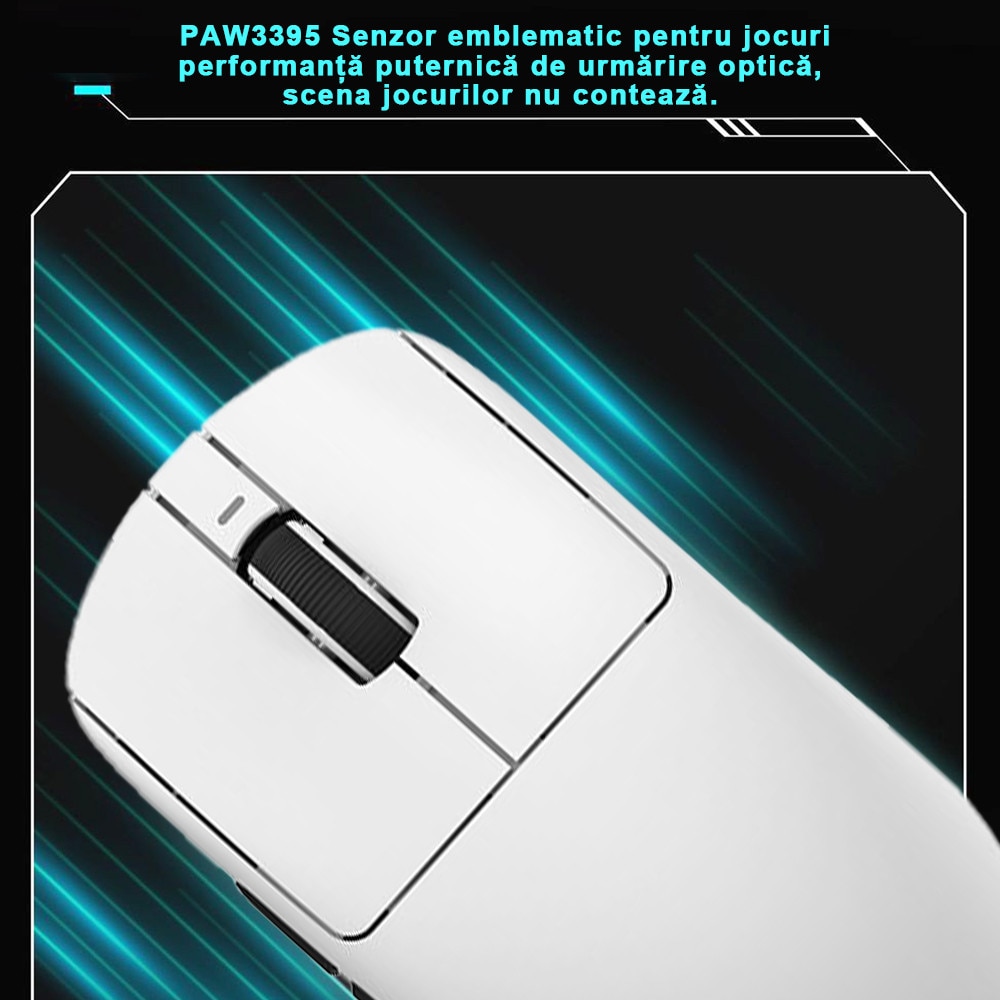 Mouse wireless gaming VXE R1 PRO alb | 3395 senzor | 4000Hz | 48g ultra ...
