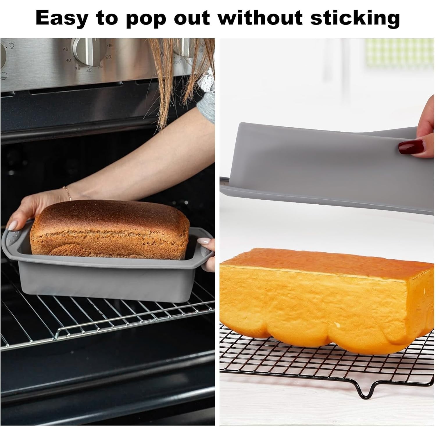 Set 2 Tavi de copt cozonac, Hokitpro, Tava copt silicon, Matrite de copt pentru paine, Matrite ...