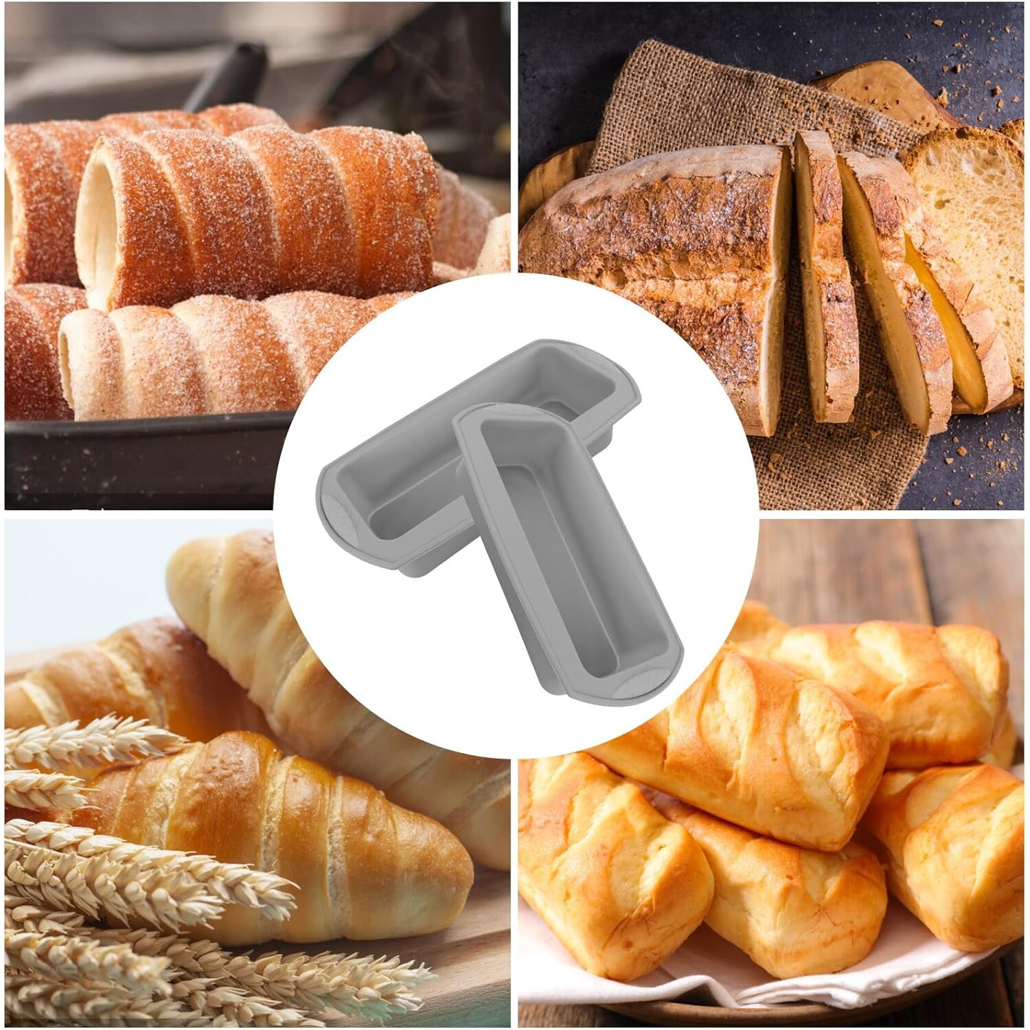 Set 2 Tavi de copt cozonac, Hokitpro, Tava copt silicon, Matrite de ...