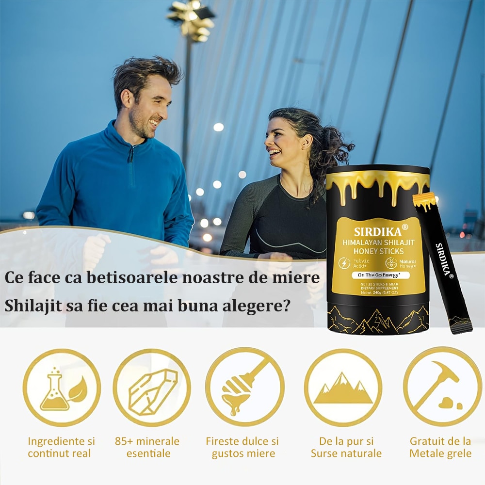 Supliment Alimentar, Sticksuri de Miere Shilajit, SIRDIKA®, Rezina ...