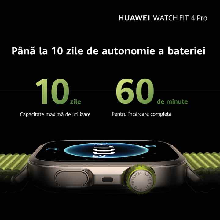 Smartwatch HUAWEI Watch Fit 4 Pro, Black Body with Black ...