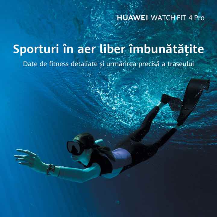 Smartwatch HUAWEI Watch Fit 4 Pro, Titanium Color Body with Green Woven ...