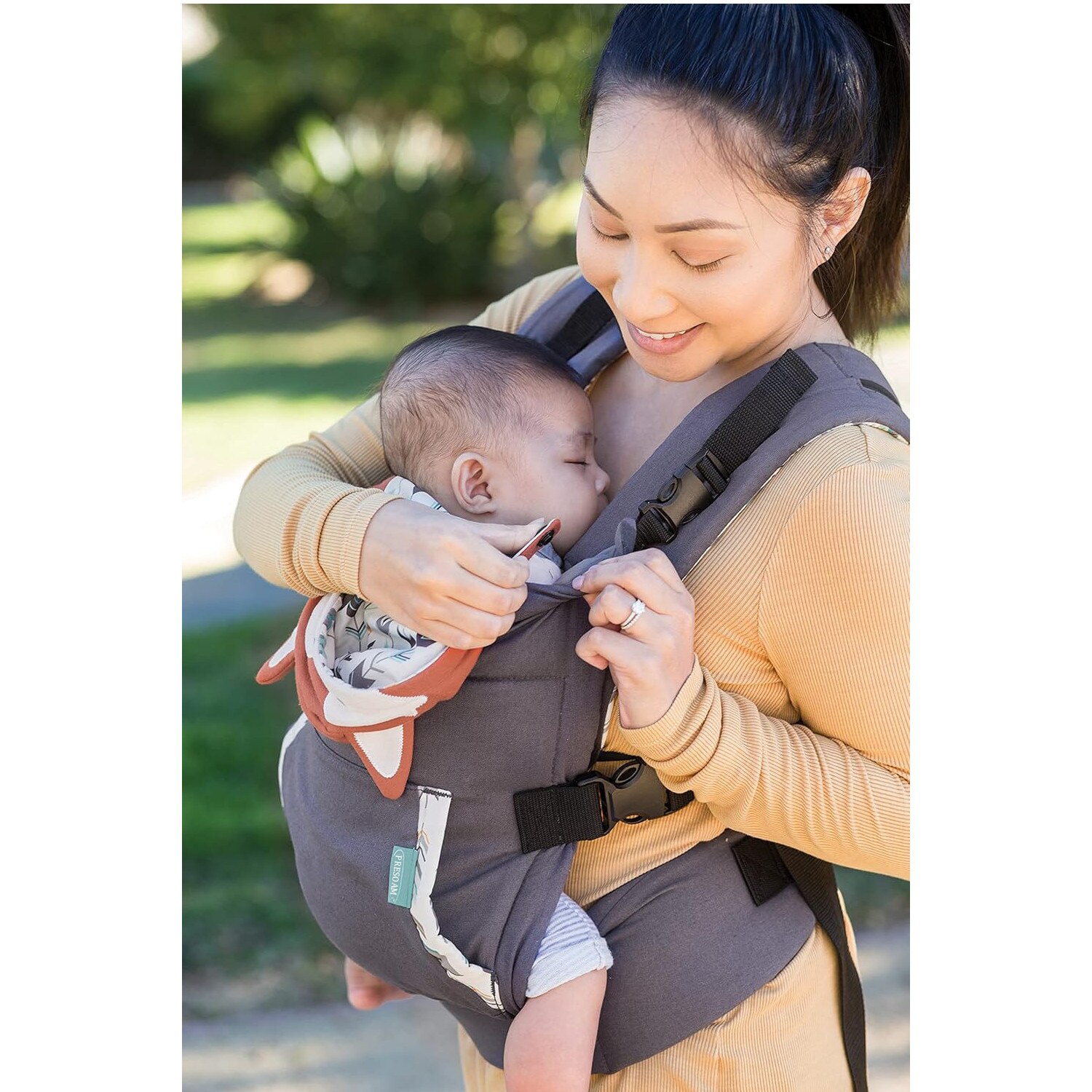 Marsupiu Ergonomic Bebelusi, cu gluga detasabila pentru bebe, Suport ...