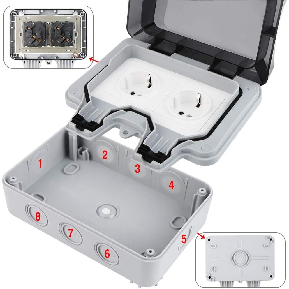 Priza electrica exterior, 6 cm adancime, ABS/PC, impotriva apei si ...