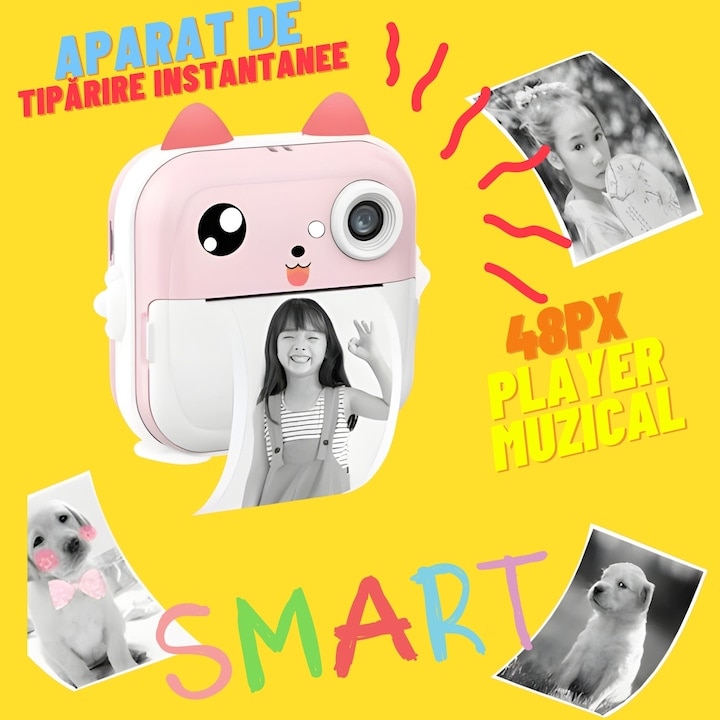 Aparat Foto Instant Copii Arhatreya®, 10 role, 48px, destinata copiilor ...