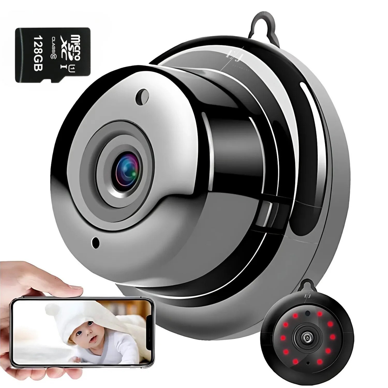 Mini camera de supraveghere WiFi 1080P, EJ PRODUCTS, viziune nocturna ...