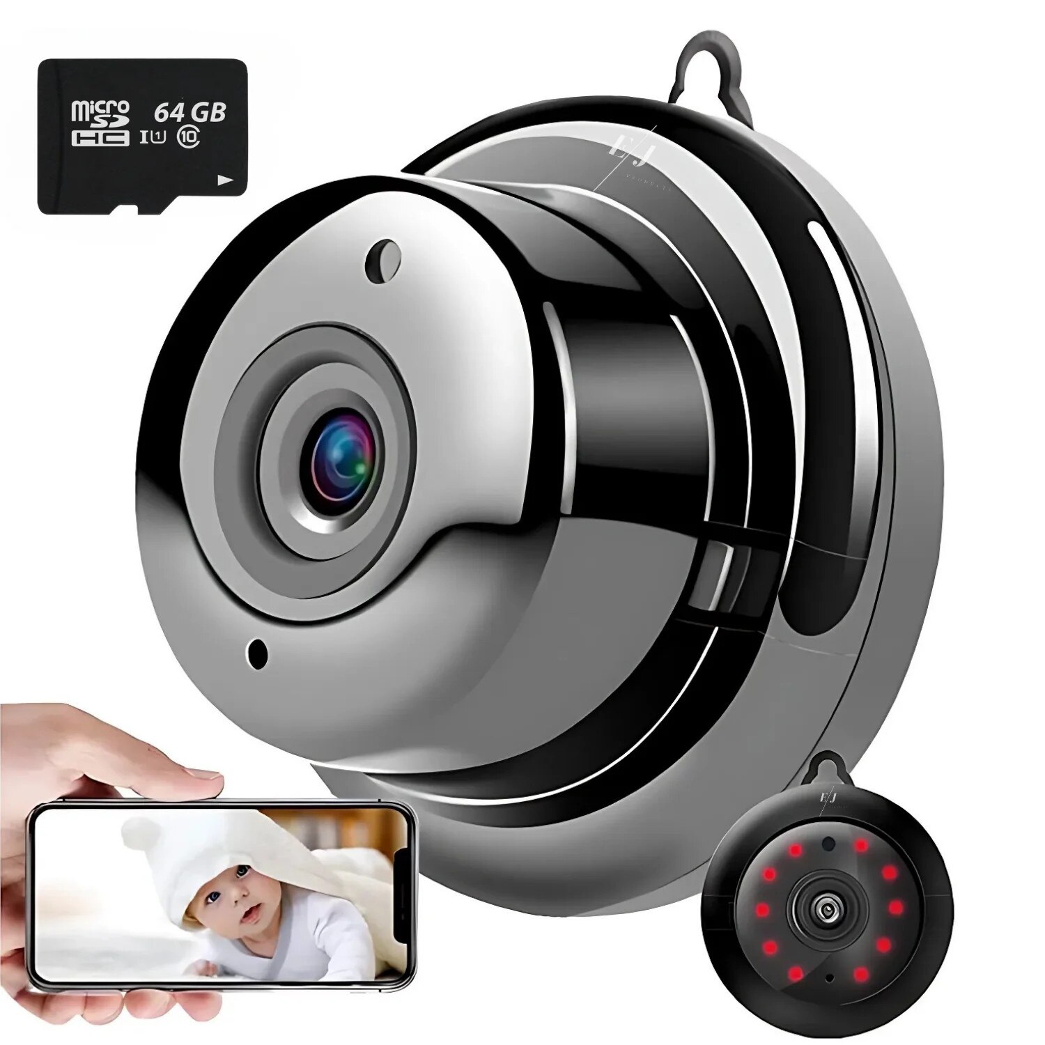 Mini camera de supraveghere WiFi 1080P, EJ PRODUCTS, viziune nocturna ...