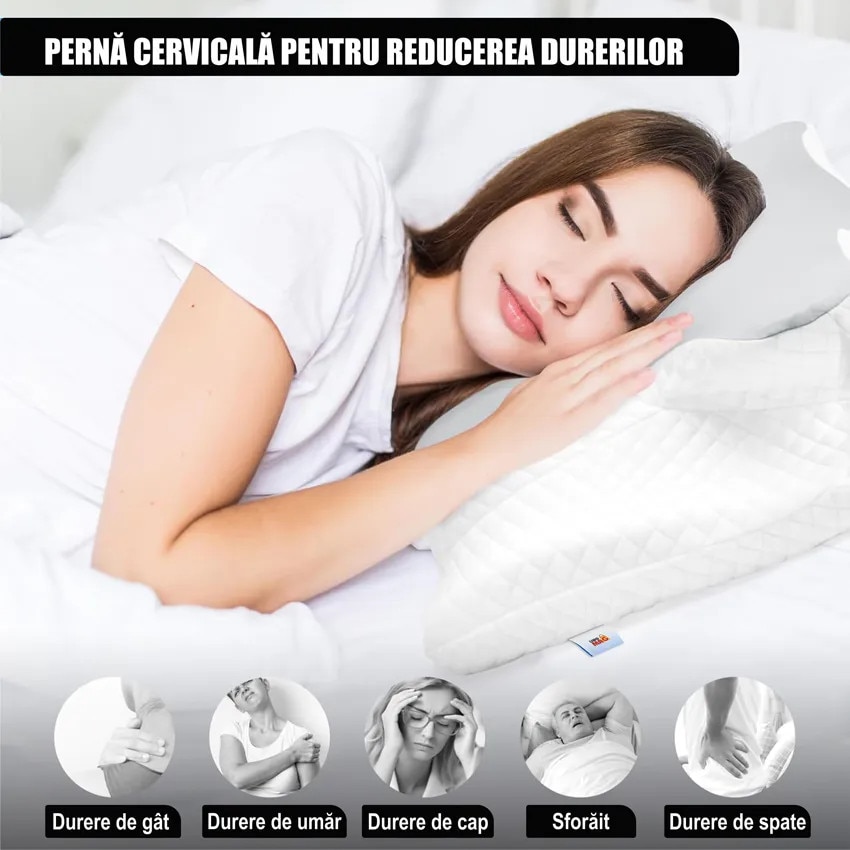 Perna Ortopedica Cervicala pentru dormit Linomag®, Spuma cu Memorie ...