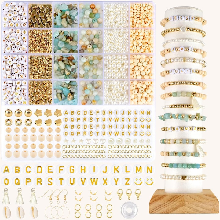 Set de 1600 sticla margele pentru bratari DIY cu margele, perle ...