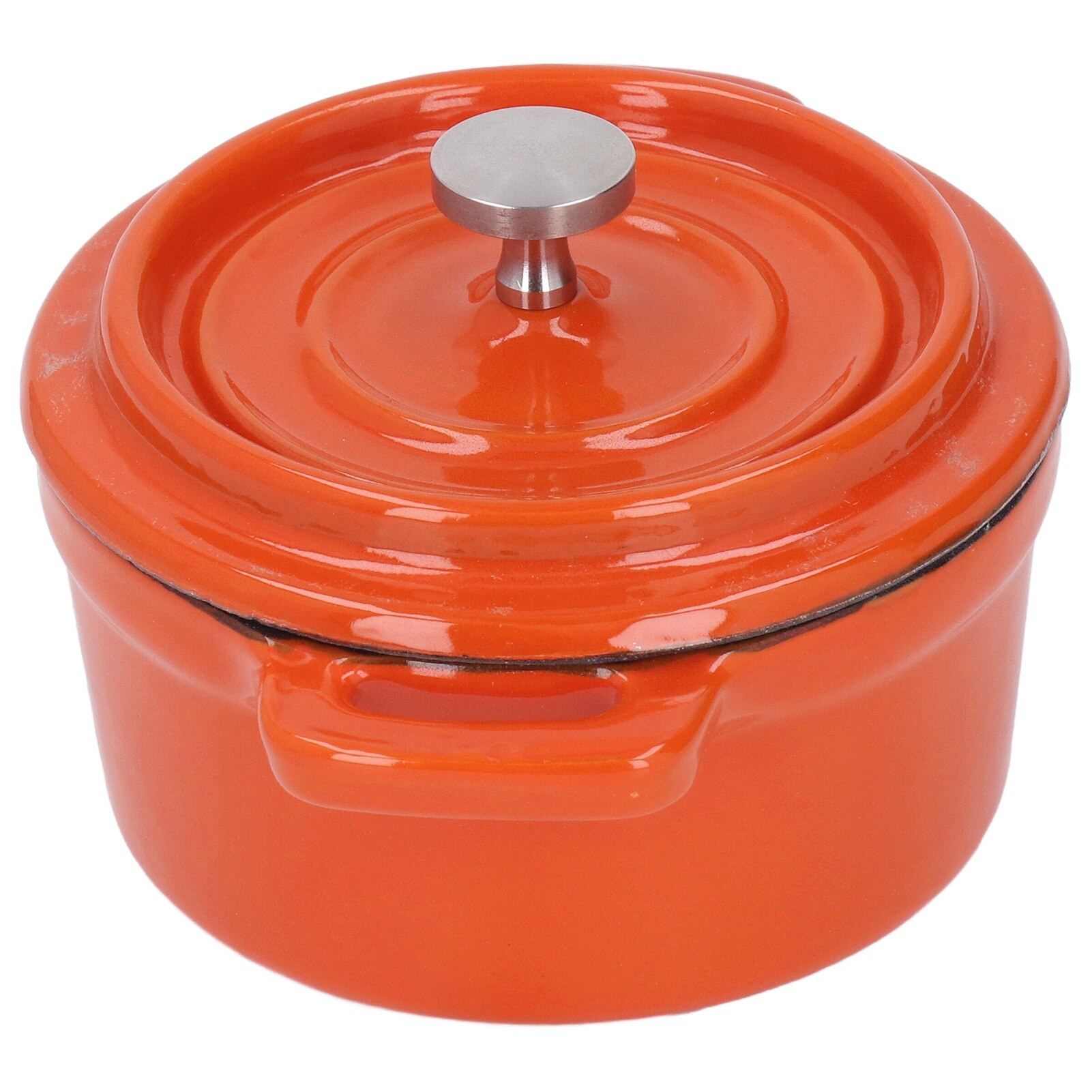 Cratita mini din fonta emailata, portocalie, set, 10cm - eMAG.ro