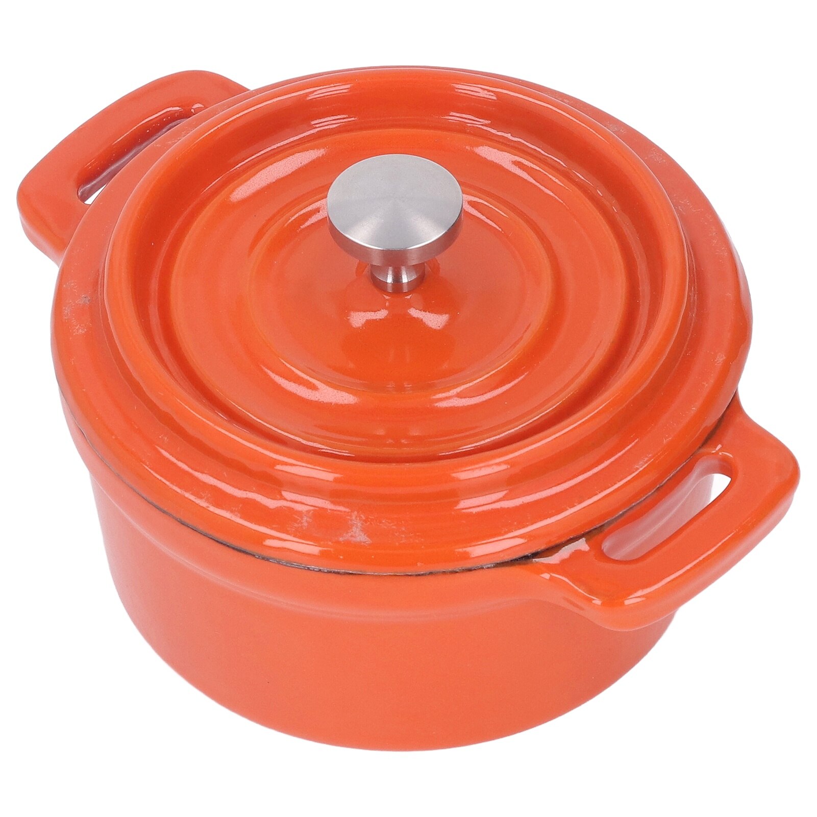 Cratita mini din fonta emailata, portocalie, set, 10cm - eMAG.ro