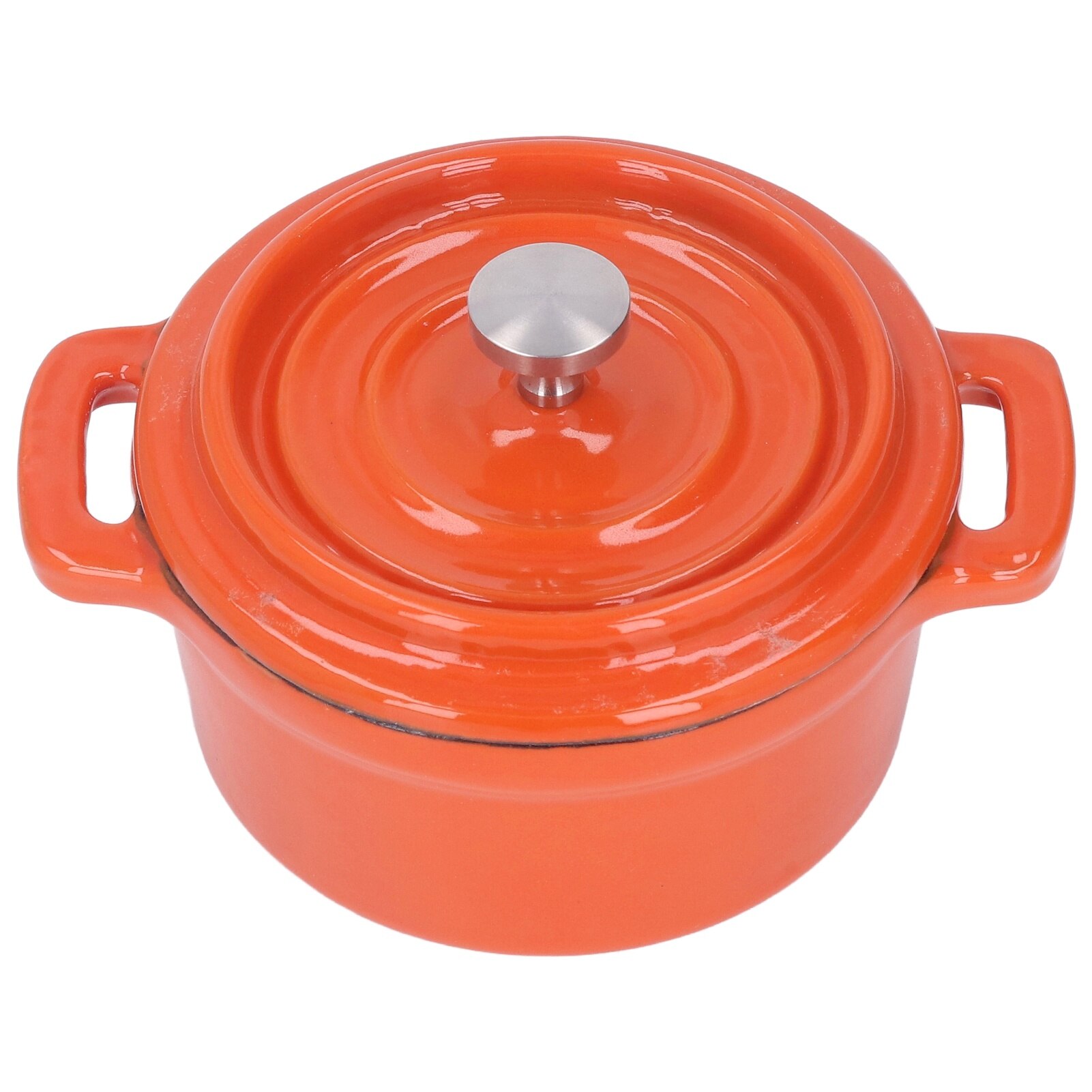 Cratita mini din fonta emailata, portocalie, set, 10cm - eMAG.ro