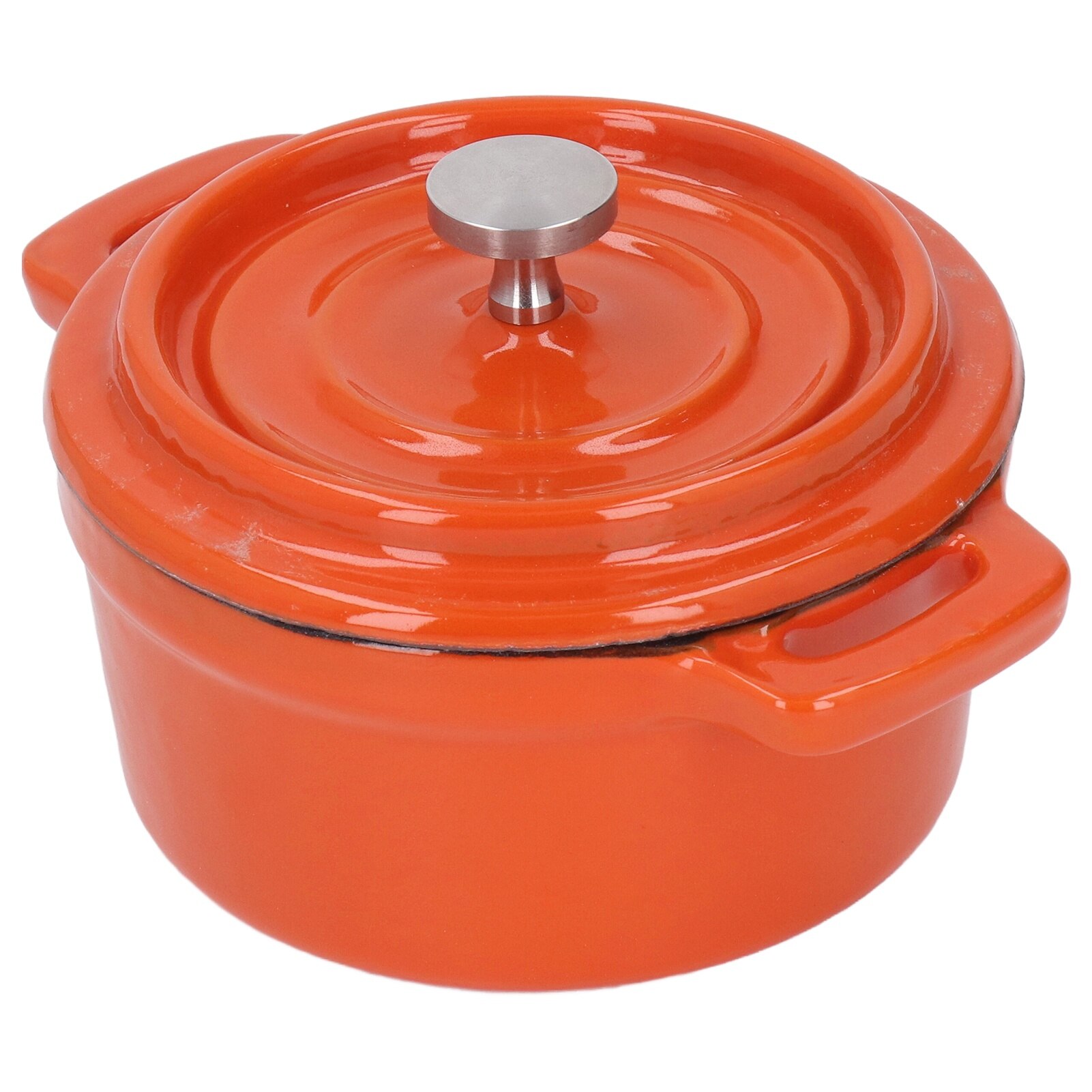 Cratita mini din fonta emailata, portocalie, set, 10cm - eMAG.ro