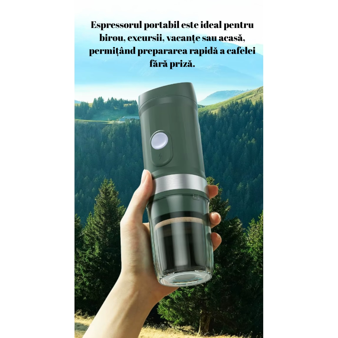 Espressor portabil de cafea cu incalzire apa, Auto, Compatibil cu ...