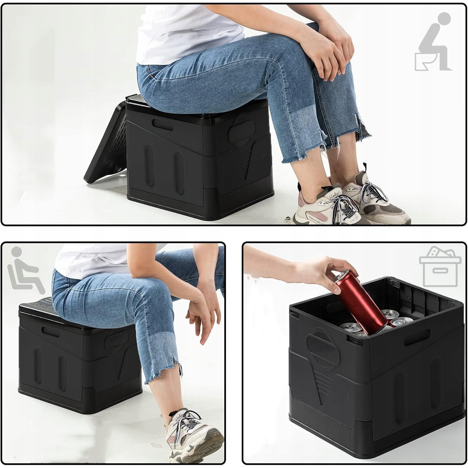 Set Toaleta Portabila Pliabila Camping WC 20L cu 12 saci de gunoi ...