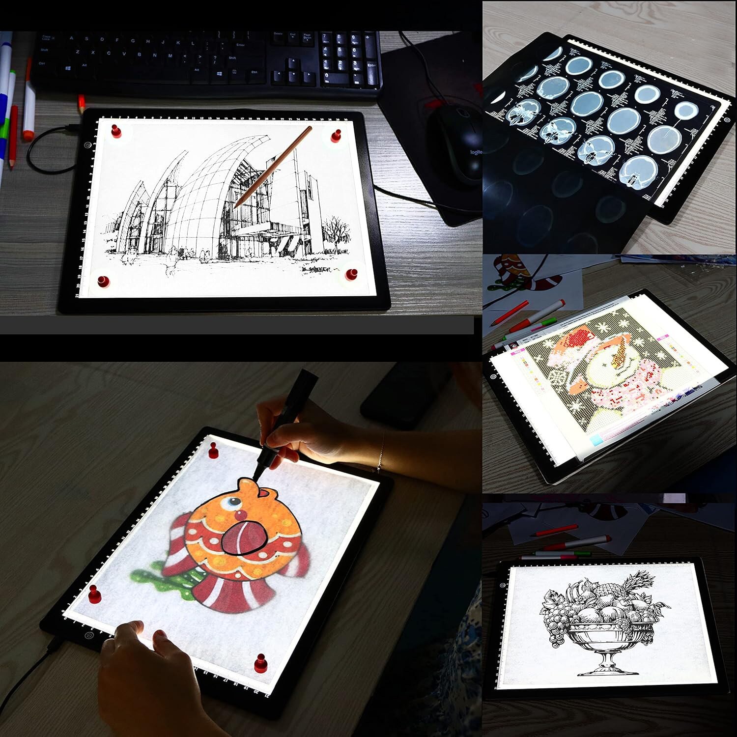 Placa de desen cu lumina A4, Ydene®, Set Cutie Luminoasa LED A4, Placa ...