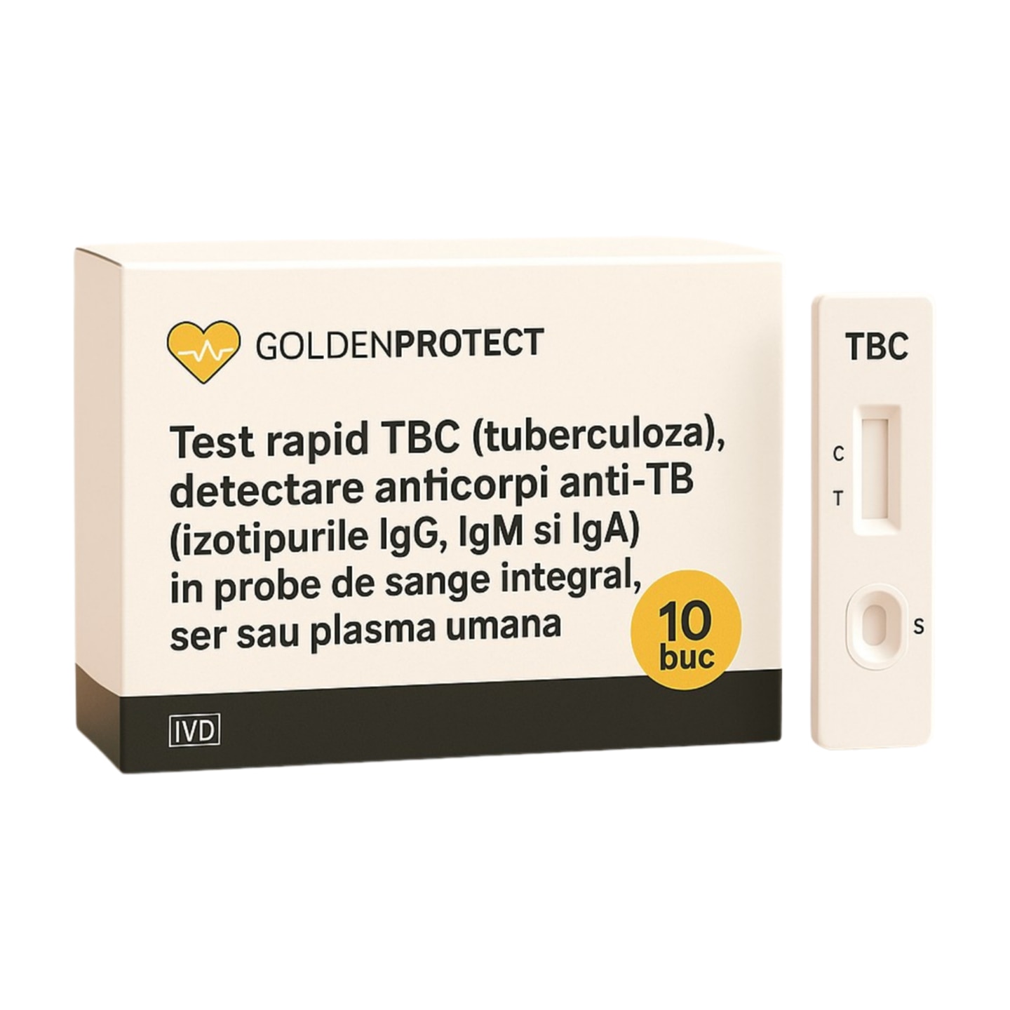Test rapid TBC (tuberculoza) Golden Protect, set de 10 bucati - eMAG.ro