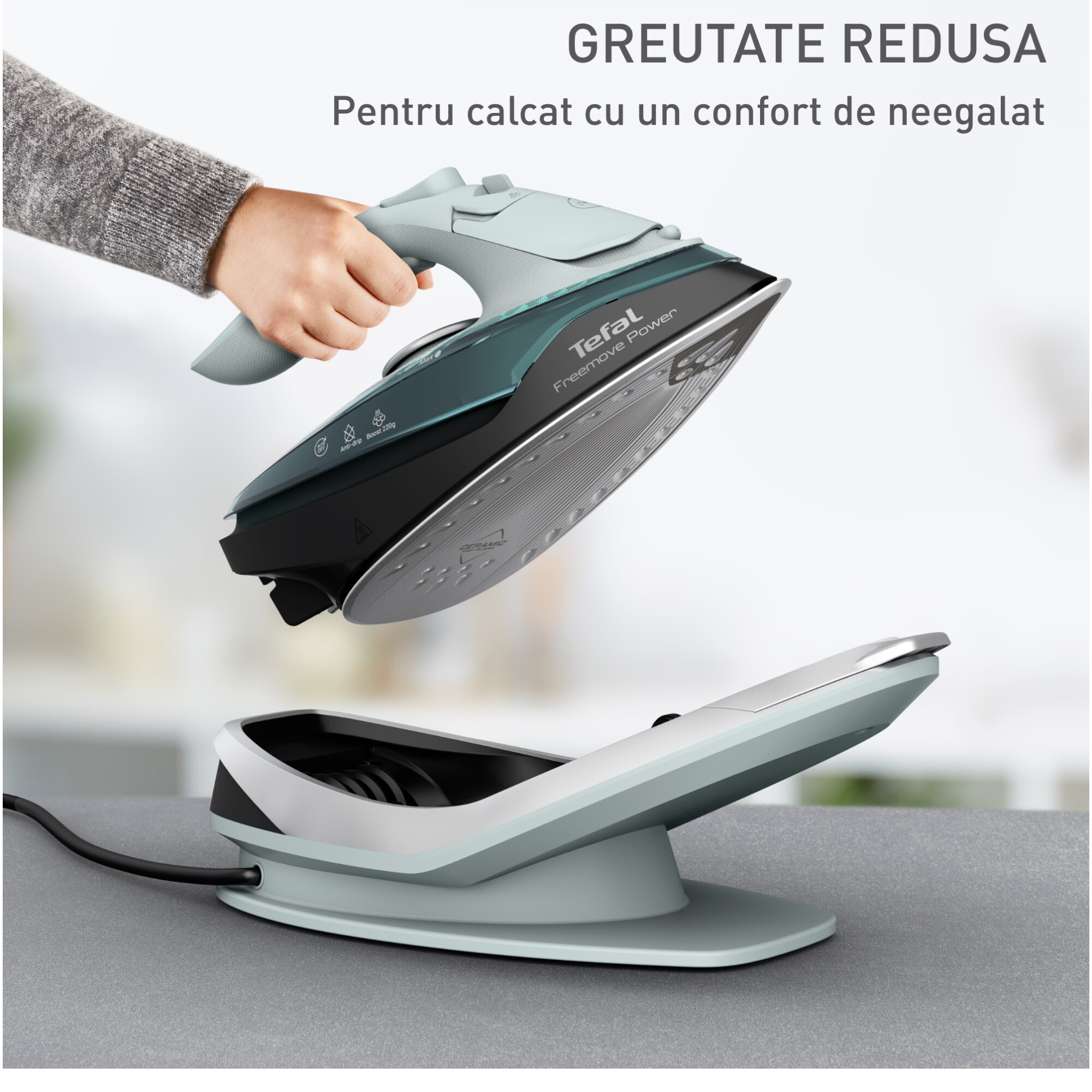 Fier de calcat fara fir Tefal Freemove Power FV6670E0, 2600W, jet abur ...