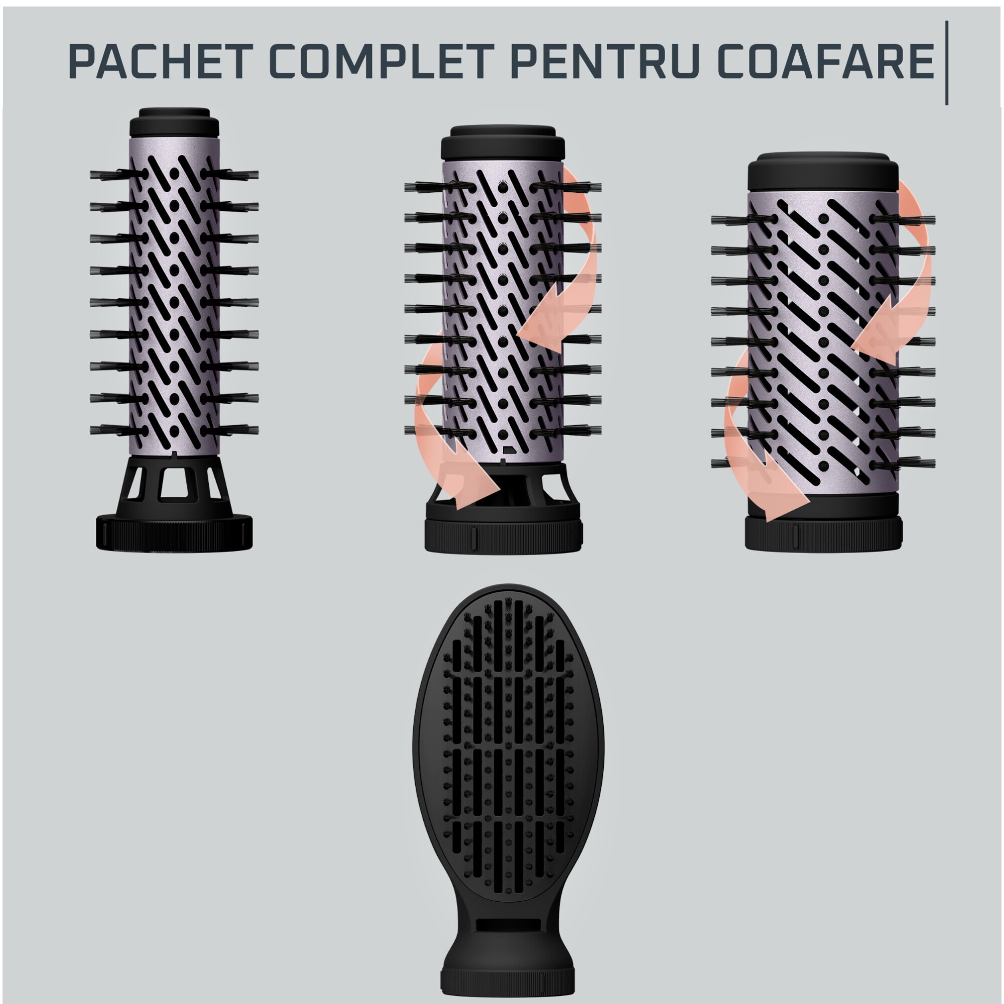 Perie rotativa cu aer cald Rowenta Brush Activ UB9534F0, 1000W, 2 ...