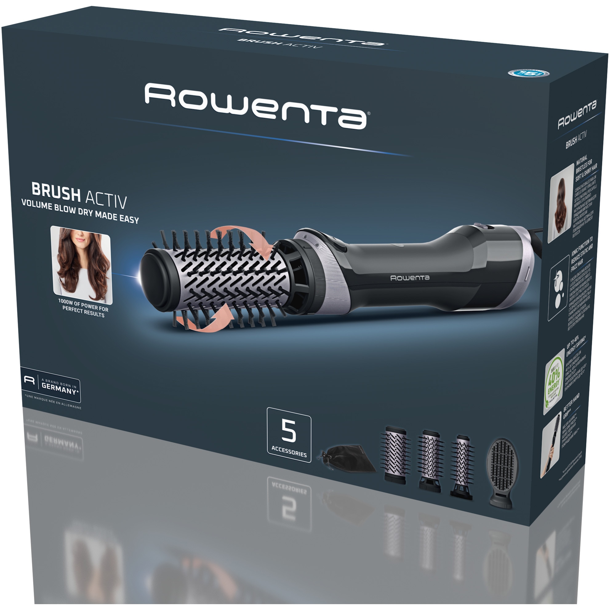 Perie rotativa cu aer cald Rowenta Brush Activ UB9534F0, 1000W, 2 ...