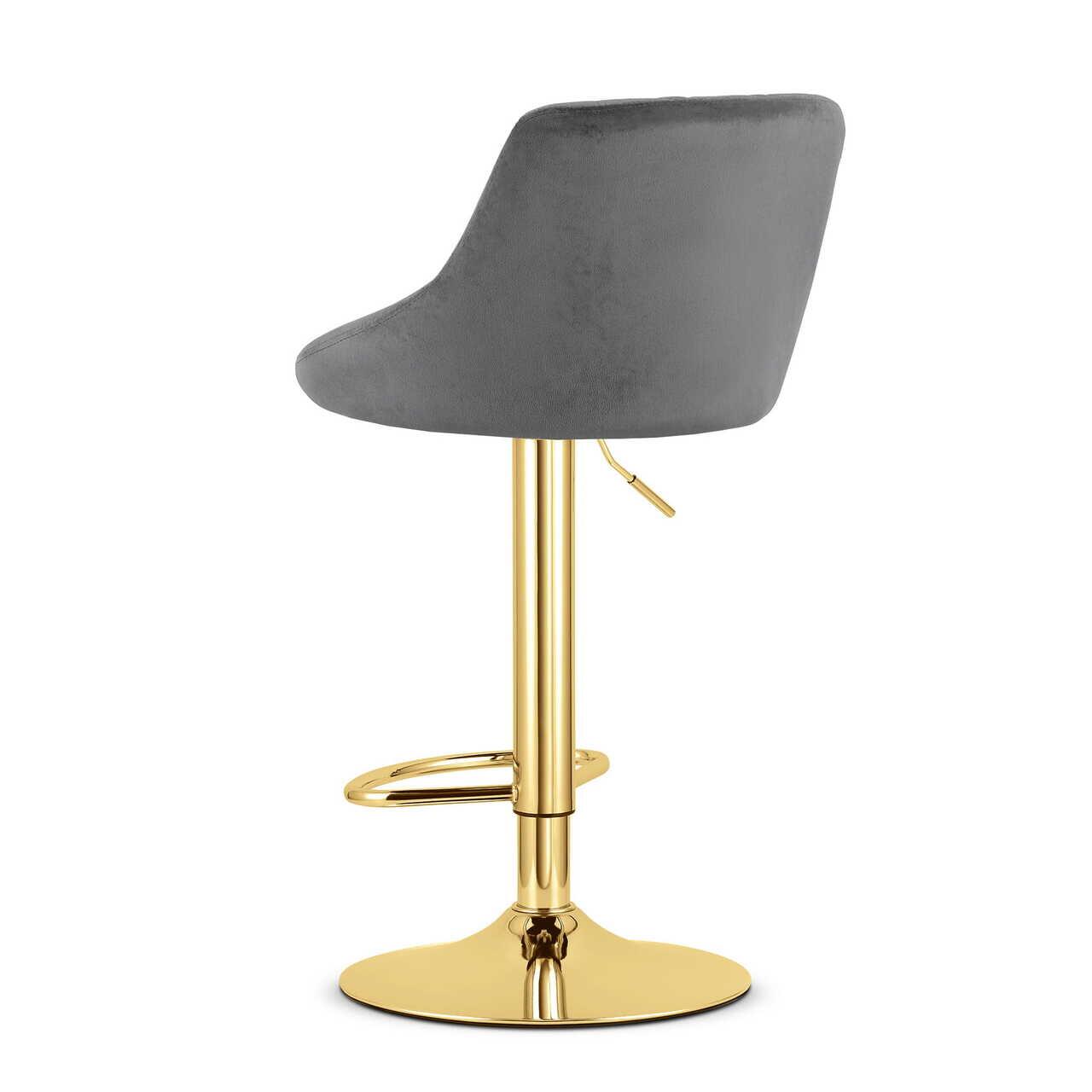 Scaun de bucatarie/bar, Artool, Kast, rotativ, catifea, gri si auriu ...