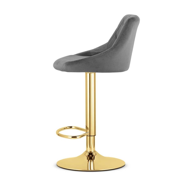 Scaun de bucatarie/bar, Artool, Kast, rotativ, catifea, gri si auriu ...