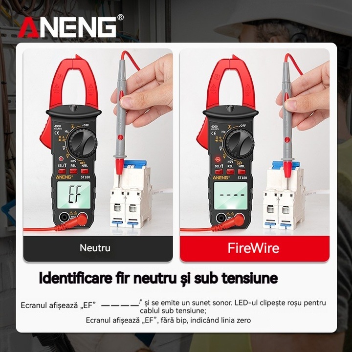 Multimetru digital ANENG, masurare AC/DC, display LCD, design clamp ...