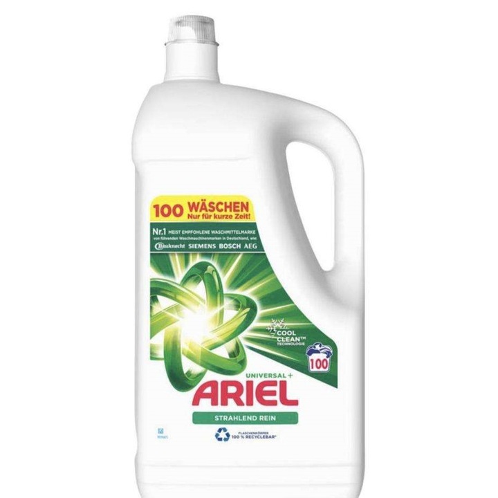 Detergent lichid Ariel 5 L, 100 spalari, Cool Clean Technologie, color - eMAG.ro
