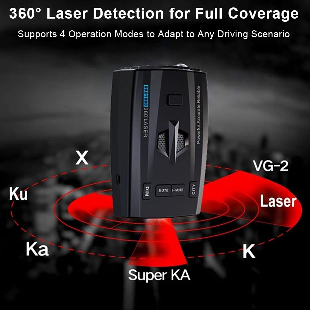 Detector de Radar Profesional, Noonedibs, 16 benzi, detectie laser la ...