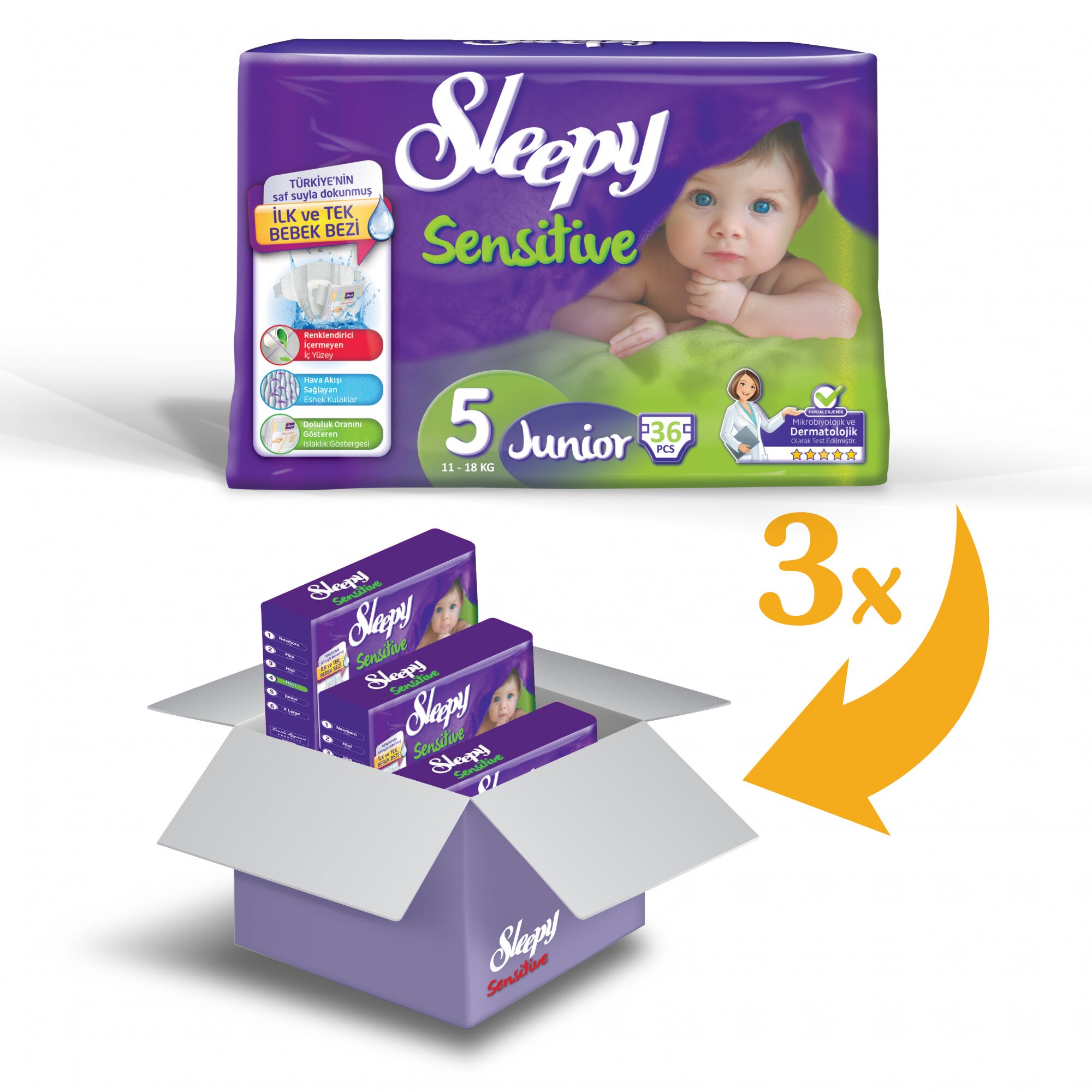 Пелени Sleepy Sensitive Junior (5) BOX, 108 бр. - eMAG.bg