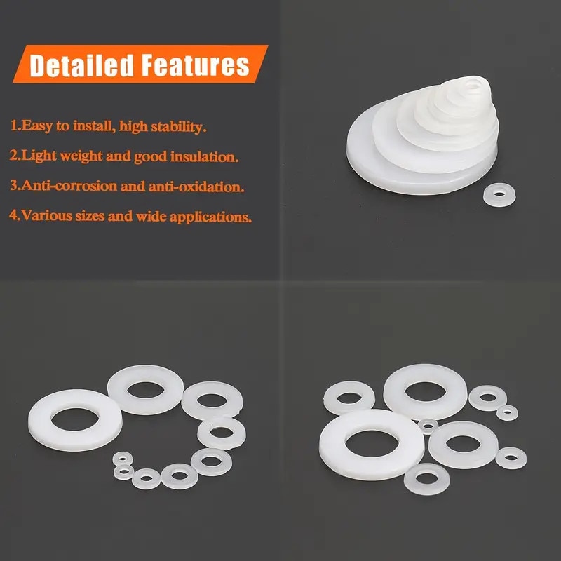 Set garnituri / saibe din nylon, diverse dimensiuni M2-M10 in cutie de ...