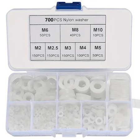 Set garnituri / saibe din nylon, diverse dimensiuni M2-M10 in cutie de ...