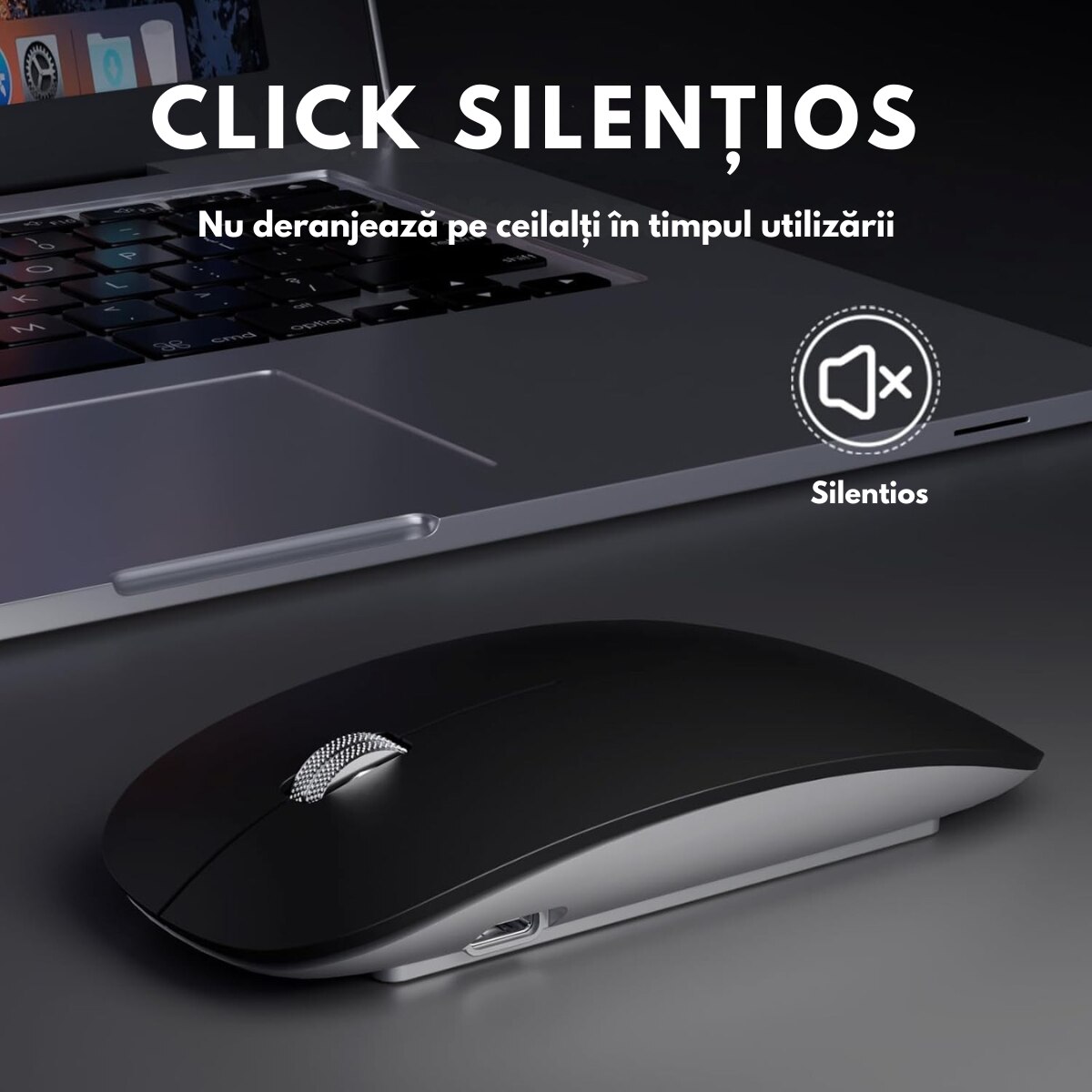 Mouse Wireless QOVA®, Dual Mode Bluetooth 5.1 & 2.4GHz, Reincarcabil ...