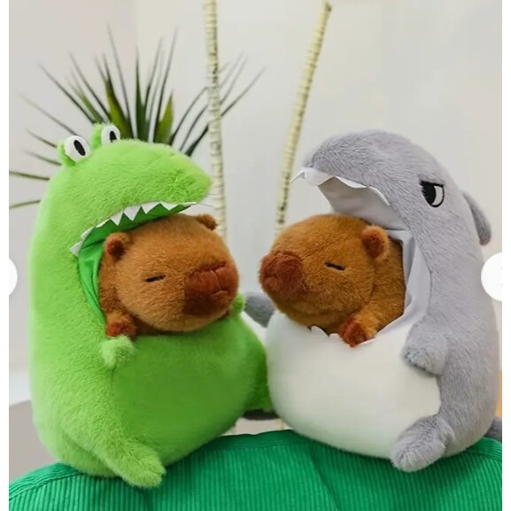 Jucarie de plus capibara cu rechin VICTINY ® maro/ gri 30 cm - eMAG.ro