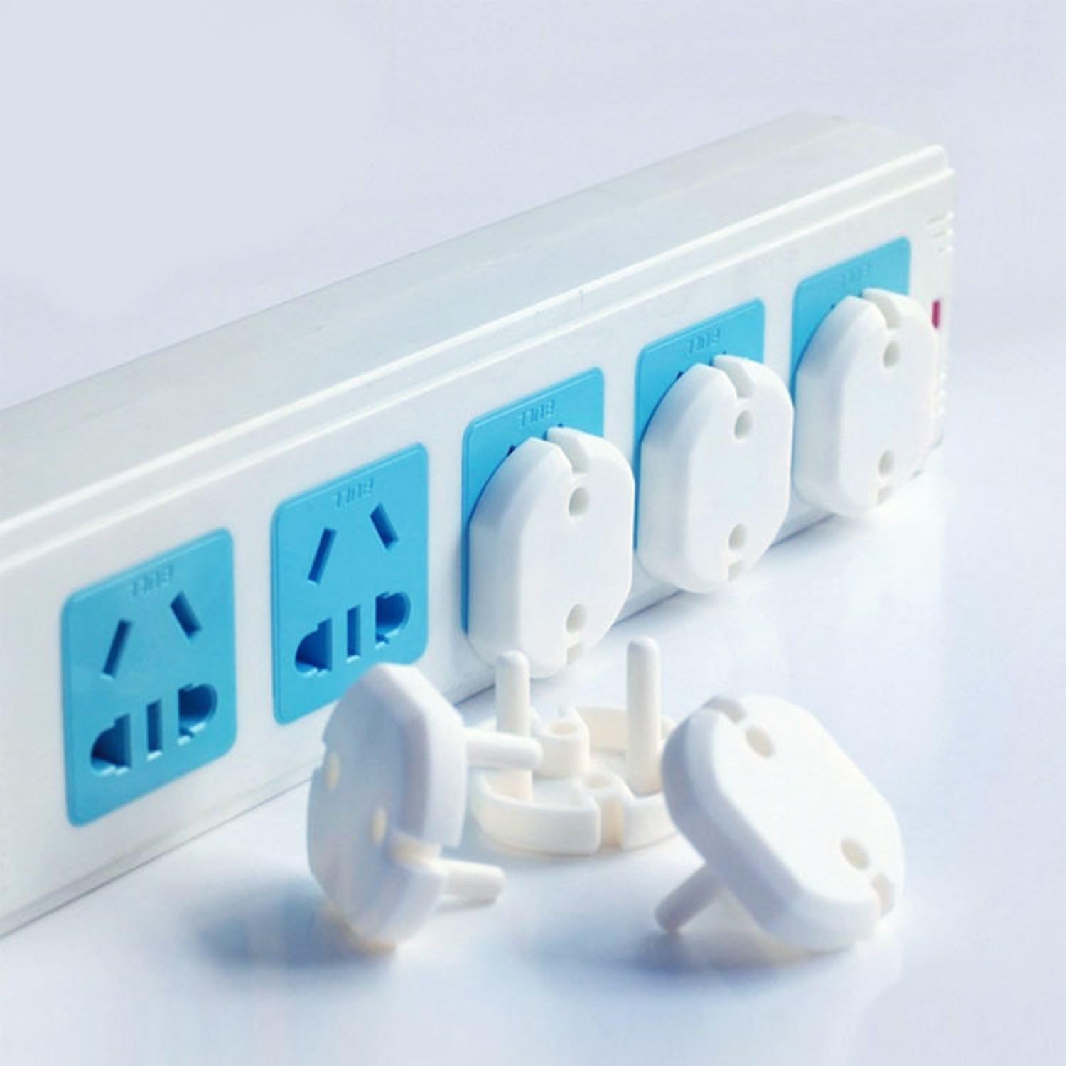 Set 10 capace de priza, protectie pentru copii, 2 gauri, alb, 3.7x3.3x0 ...