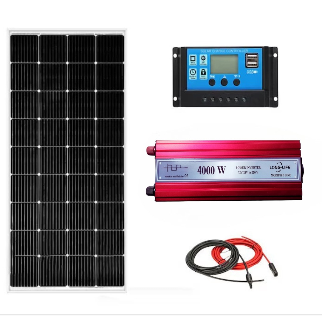 Kit fotovoltaic off grid invertor 4000W 12V si 24V, panou solar 180W ...