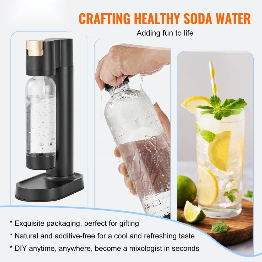 Aparat Sifon, Apa Minerala, 2 sticle PET 1L BPA-free, cilindru CO2, 60L ...