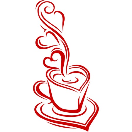 Sticker Decorativ - SMAER - LOVE CAFFE - 30cm x 15cm - Rosu - eMAG.ro