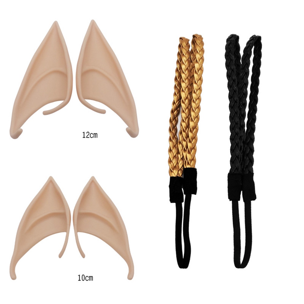 Set 2 perechi urechi de elf din latex cu 2 bentite impletite pentru ...