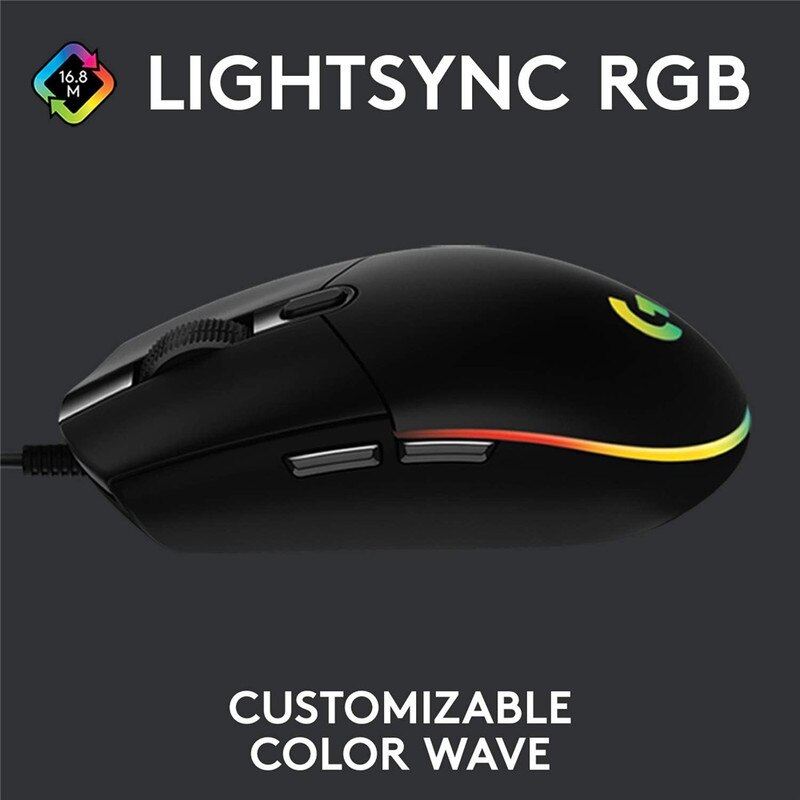 Mouse gaming Logitech G102 Lightsync, 8000 DPI, RGB, Negru, 6 butoane ...