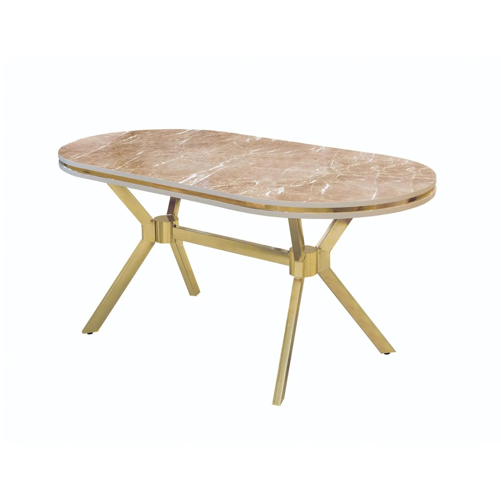 Set masa ovala Expomob TIMARA, dimensiune 160x80 cm, culoare marmura ...
