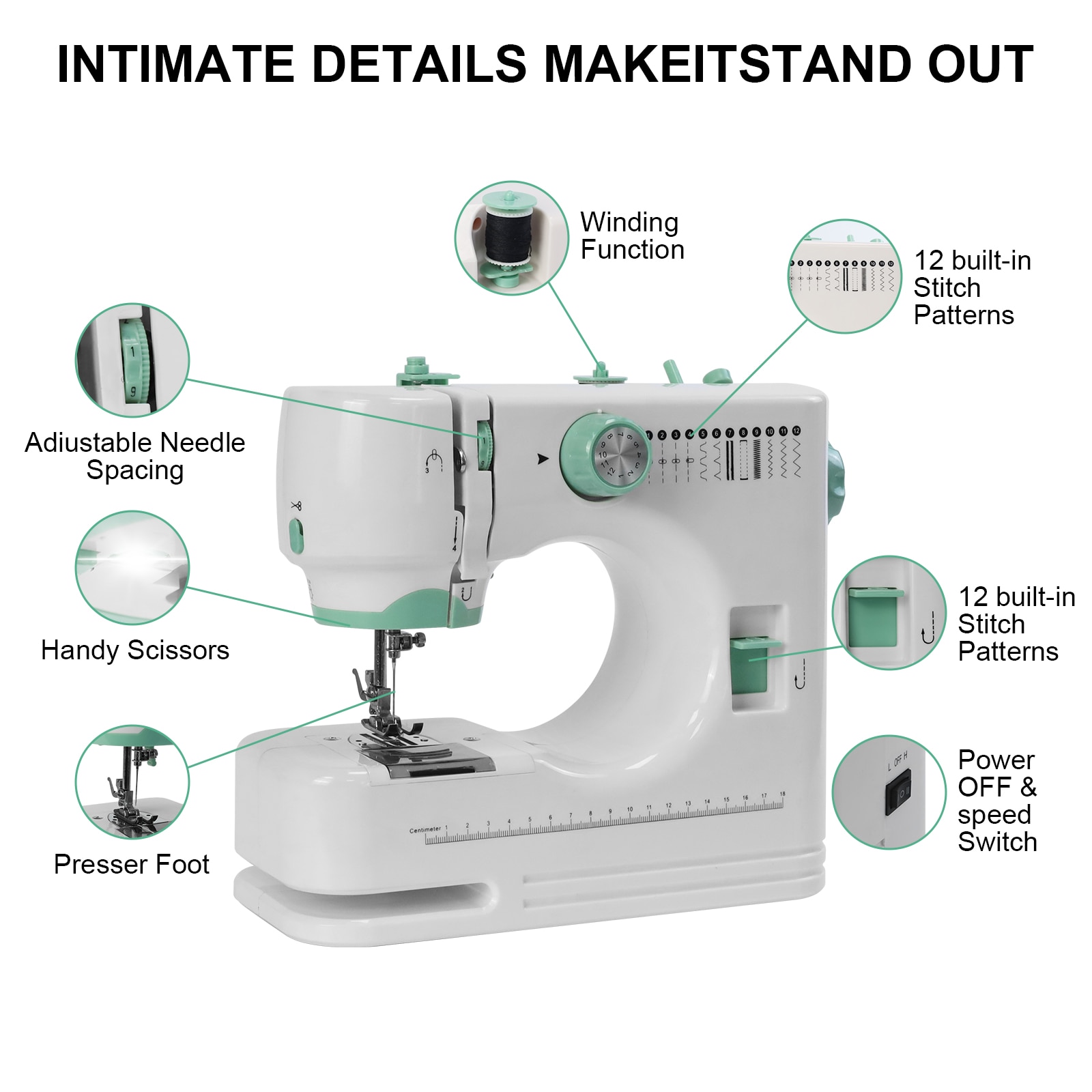 Masina de cusut, DEWINNER, Filet automat, Cu cusatura inversa si 12 ...