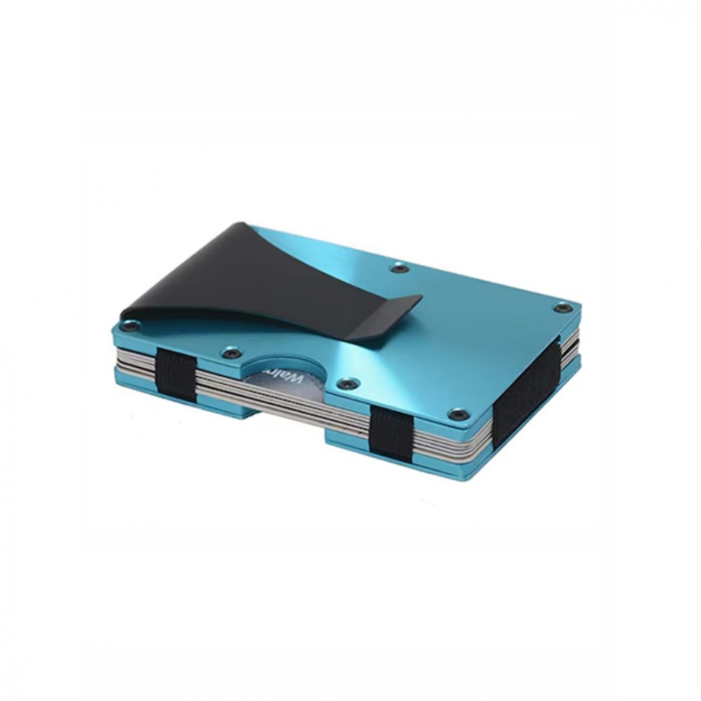 Portofel din aluminiu cu clips de bani, Card Holder, cu blocare RFID ...