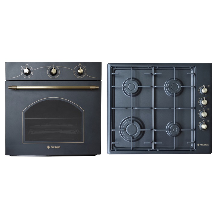 Pachet Pyramis Rustic Eco, cuptor electric si plita pe gaz, Clasa A ...