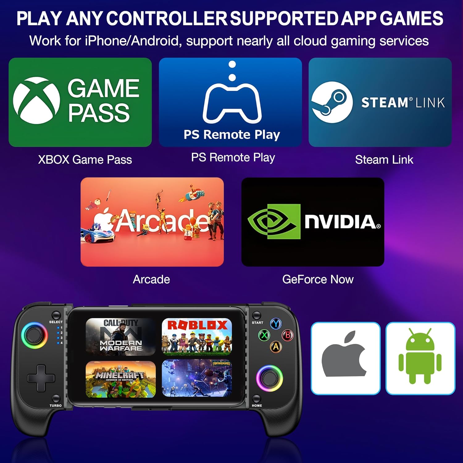 GamePad Controller Gaming pentru telefon Android, iOS, PC, PS, Nintendo ...
