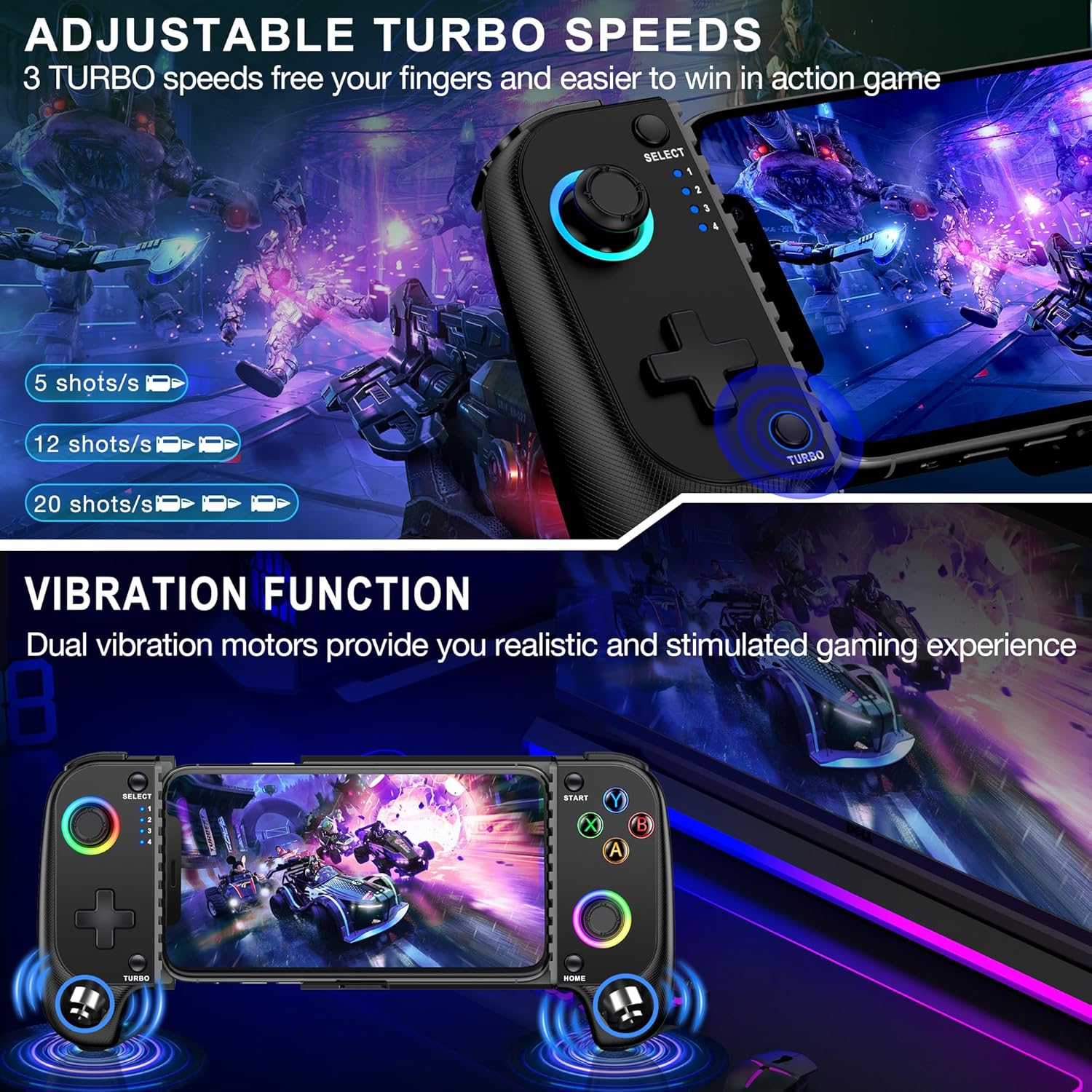 GamePad Controller Gaming pentru telefon Android, iOS, PC, PS, Nintendo ...