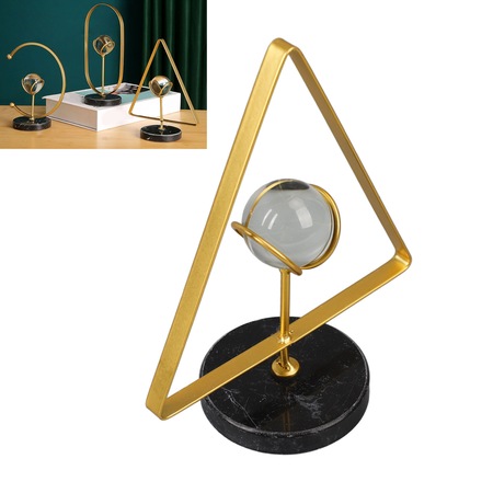 Decoratiune de masa, cadru geometric din fier, minge de cristal fals ...