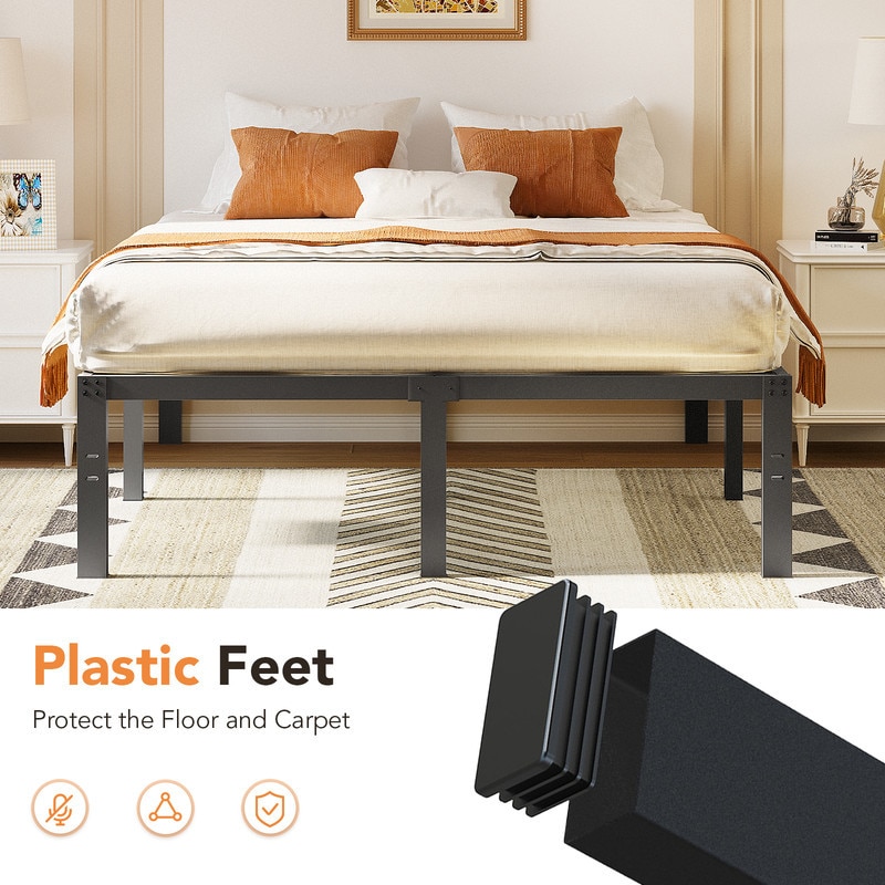 Cadru de pat metalic Tatago, 40.6cm inaltime, suport 1000kg, 200x150cm ...