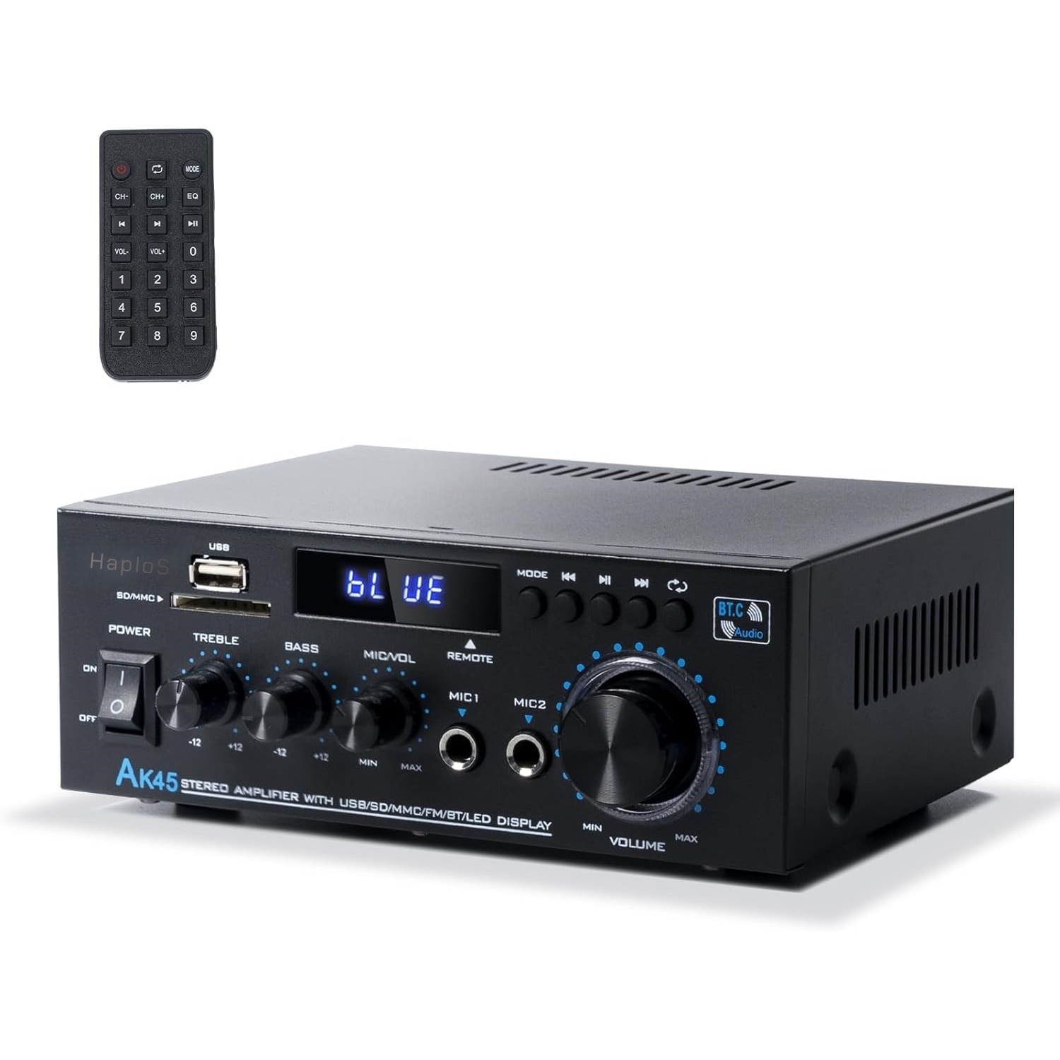 Amplificator audio tip statie cu Bluetooth, HaploS, Functie karaoke ...