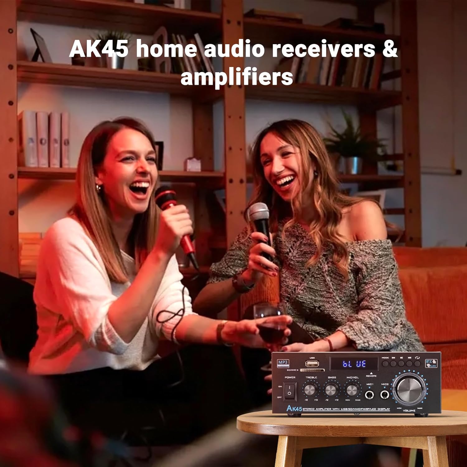Amplificator audio tip statie cu Bluetooth, HaploS, Functie karaoke ...